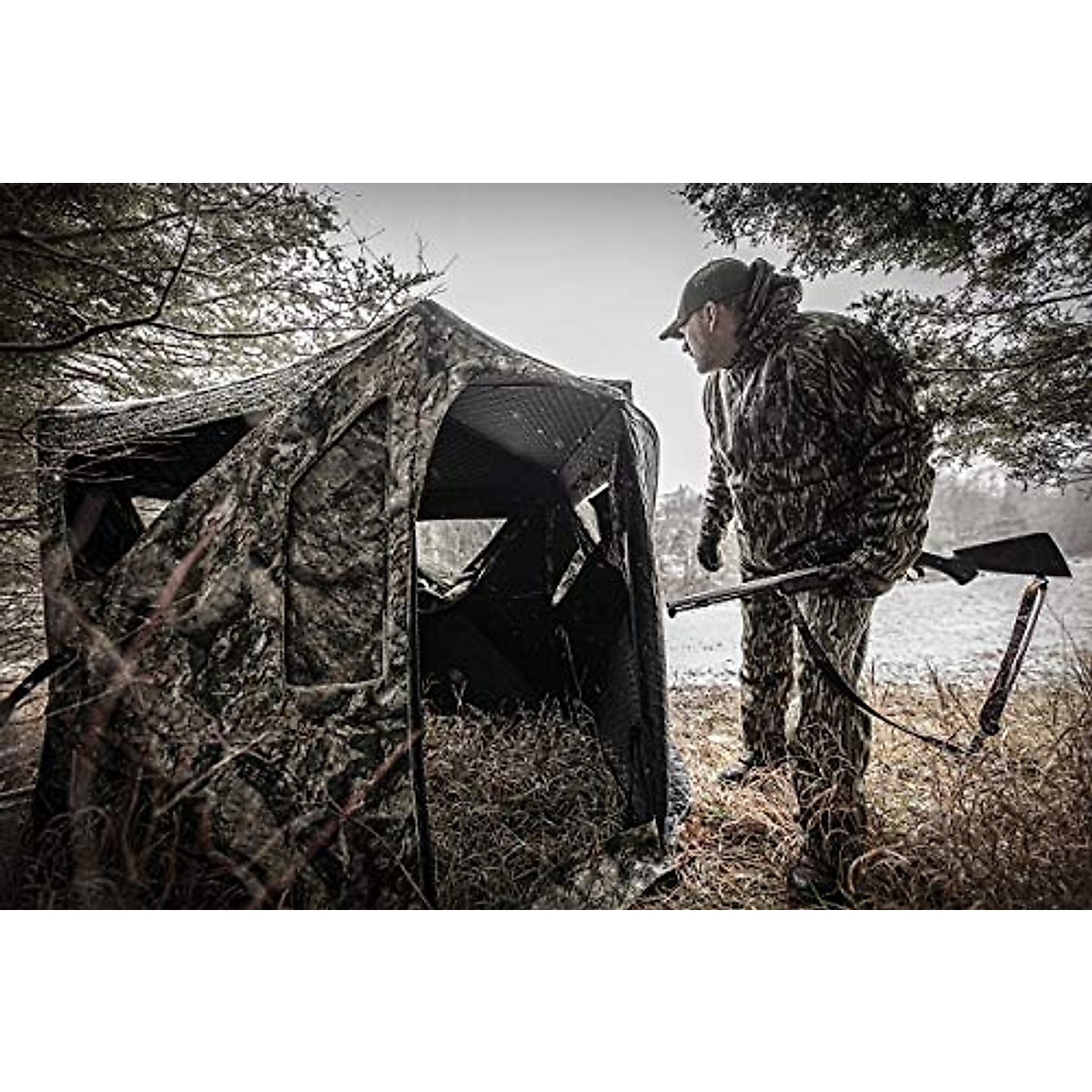 Ameristep Pro Series Thermal Hub Blind | 4 Person Insulated Hunting Blind Designed for Cold Weather in Mossy Oak Elements Terra, AMEBF1009, One Size