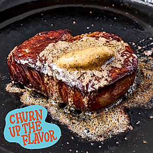 Churn Garlic & Shallot Butter, Flavored Butter Churned with Organic Grass Fed Butter (5.5oz, Pack of 3) - Non-GMO, Hormone-Free, Compound and Finishing Butter