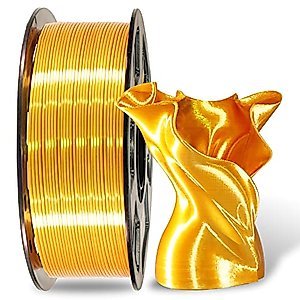 MIKA3D Silk Shiny PLA Gold 3D Printing Filament, 1Kg 2.2lbs 1.75mm 3D Print Material, High Diameter Control Neatly Wound Silk PLA, Widely Support for FDM 3D Printers
