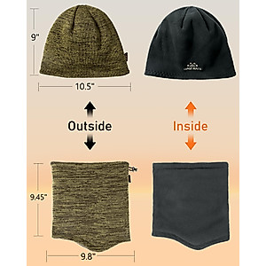 Winter Beanie Hat Scarf for Men Women Knit Thick Fleece Lined Warm Windproof Ski Skull Cap Neck Warmer Gaiter Face Scarf Set