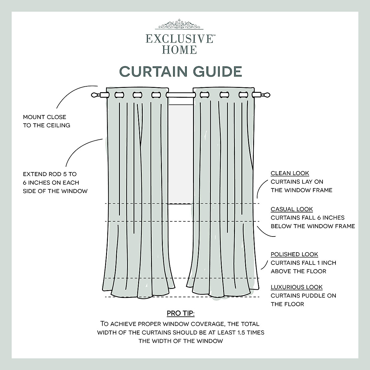 Exclusive Home Curtains Kochi Light Filtering Linen Blend Grommet Top Curtain Panel Pair, 54"x108", Dove Grey, 2 Piece
