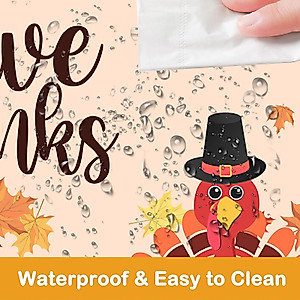 Fecedy Happy Thanksgiving Hanging Extra Large Fabric Sign Poster Background Banner with Pumpkin Maple Leaves Turkey Pattern for Thanksgiving Day Autumn Harvest Decorations 43.3"x70.8"