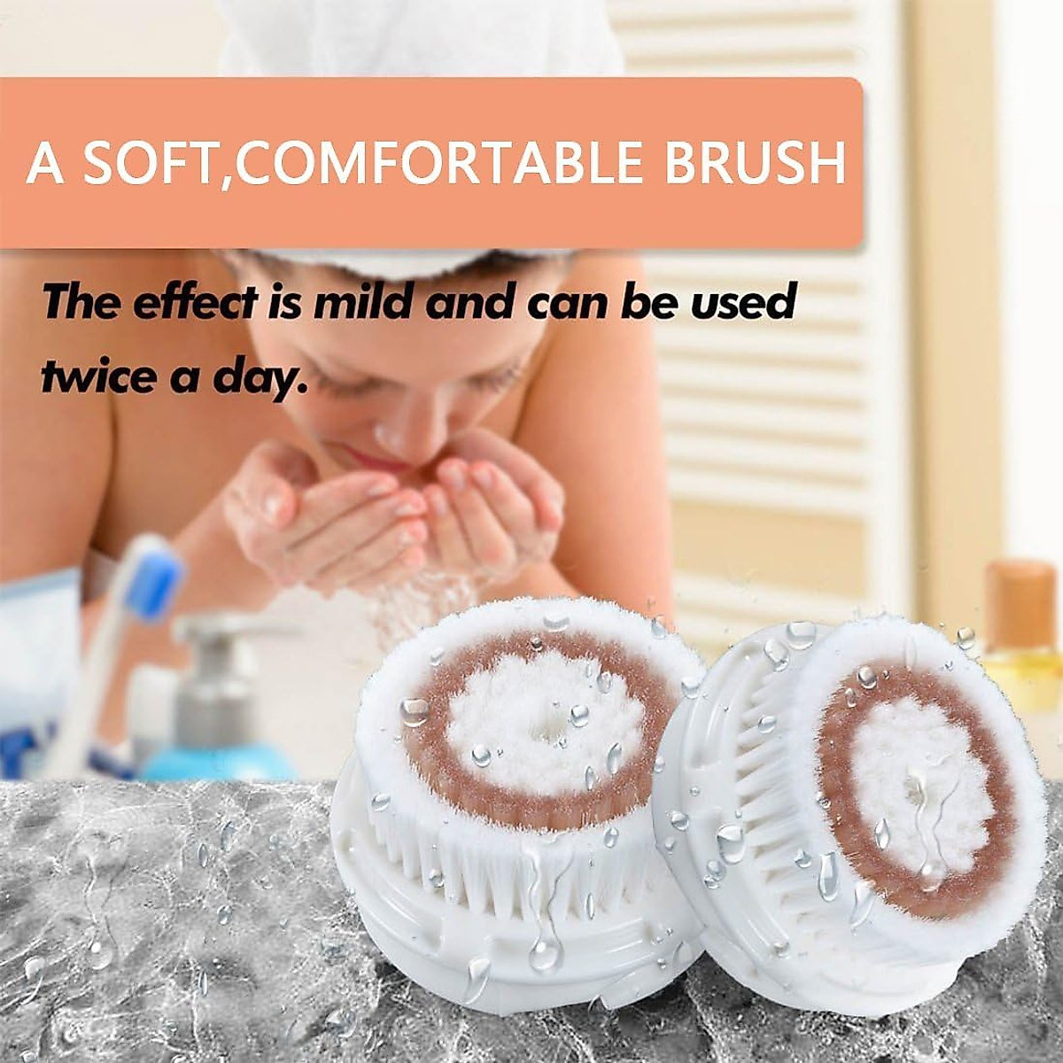 Facial Cleansing Brush Heads Replacement Compatible with Radiance Face Brush Head, for Clogged and Enlarged Pores, 4 Pack
