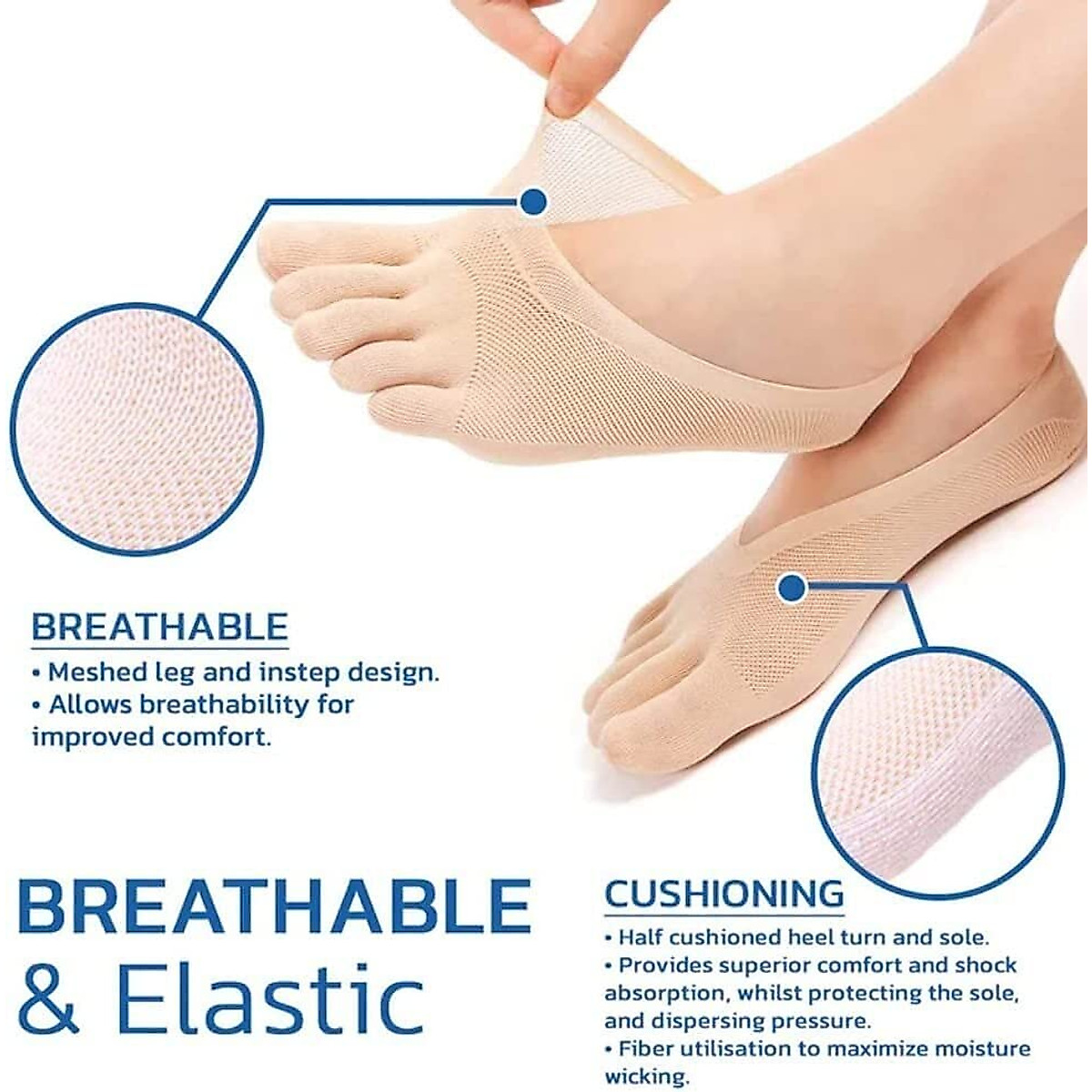 LELISKA 6Pairs Projoint AntiBunions Health Sock,Split Toe Bunion Socks Five Finger Socks,Orthopedic Toe Compression Socks (Mens-B Set)