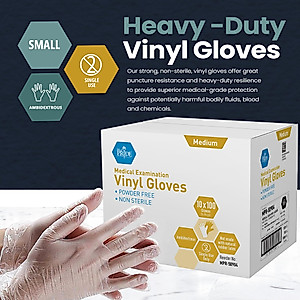 MedPride Powder-Free Vinyl Exam Gloves, Large, Case/1000 (10 Boxes of 100)