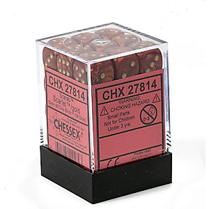 Chessex DND Dice Set-Chessex D&D Dice-12mm Scarab Scarlet and Gold Plastic Polyhedral Dice Set-Dungeons and Dragons Dice ludes 36 Dice – D6, Various (CHX27814)