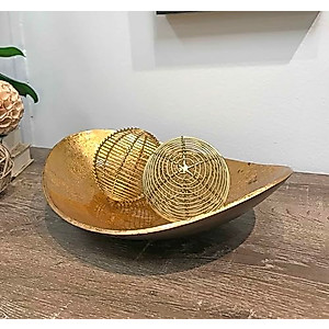 Modern Day Accents 4404 Metalico Oblongo Tray, Bronze and Gold Decor, Home Decor, Office Decor, Kitchen Counter Decor, Fruit Bowl, Tabletop, 14" L