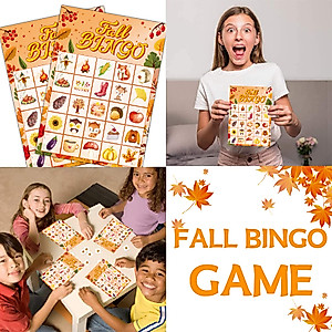 Joy Bang Fall Festival Games, Fall Bingo Cards for 24 Players, Autumn Fall Games for Kids Adults, Fall Crafts Gifts for Kids, Thanksgiving Fall Party Favors Activities for Kids Family Classroom