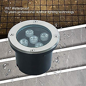RSN LED 5W Landscape Lights 12V Low Voltage LED Well Lights IP67 Waterproof Ground Lights with Stainless Steel Cover, Landscape Lighting for Step, Driveway, Deck, Garden Lights Outdoor (Warm White)