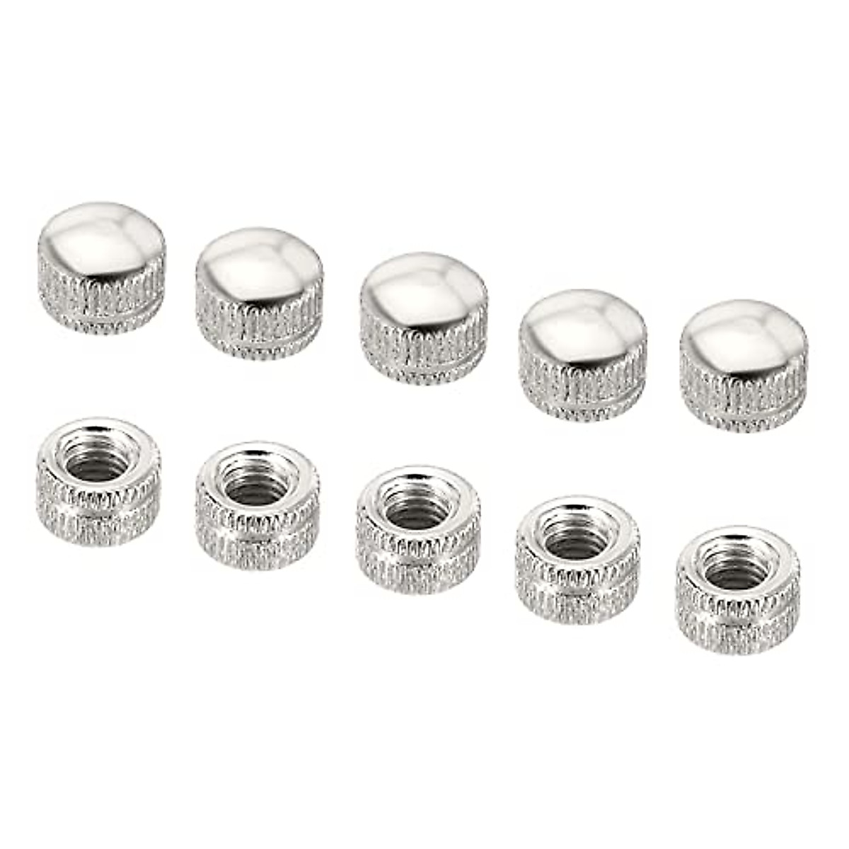 PATIKIL M6x1.0 Cap Nut, 50 Pack Acorn Nut Screw Knob Cap Insert Bolt Cover Female Thread Knurled Decorative Hardware Fittings Light Fixtures Silver Tone