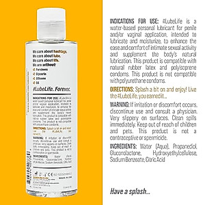 Lube Life Water-Based Personal Lubricant, Lube for Men, Women and Couples, Non-Staining, 8 Fl Oz