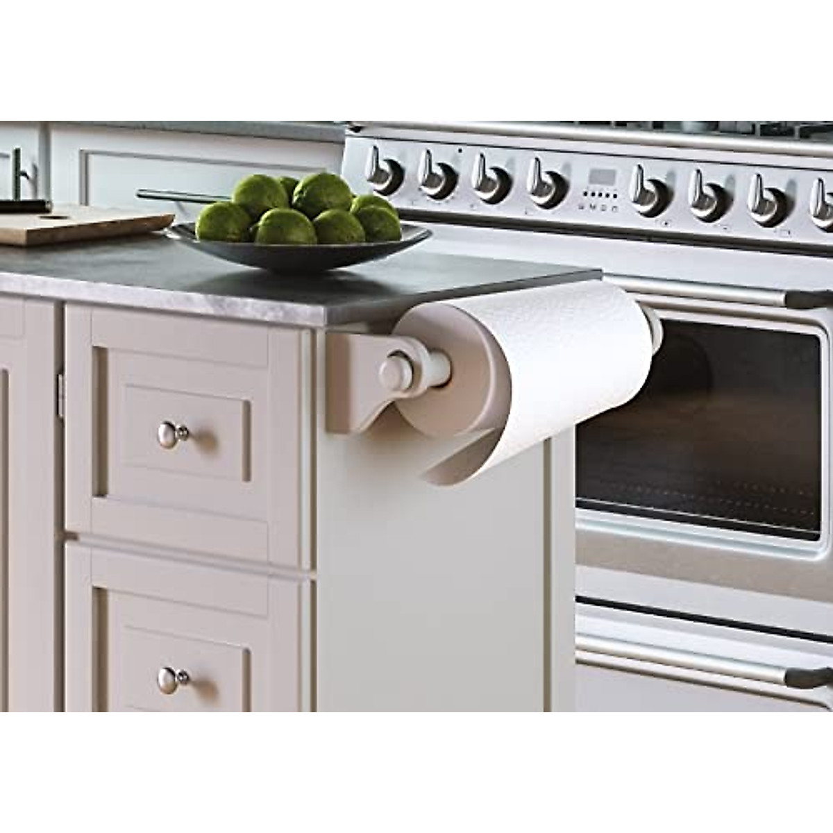 Homestyles Kitchen Cart with Stainless Steel Metal Top Rolling Mobile Kitchen Island with Storage and Towel Rack 54 Inch Width Off White