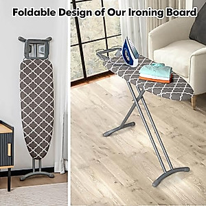44 x 14 Inch Ironing Board Cover and Pad Extra Thick Heavy Duty Padded with Iron Rest Extra Cotton Cover (Gray)