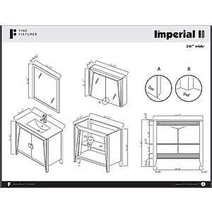 Fine Fixtures Imperial Collection 36" Bathroom Vanity Cabinet Set, White Ashtree