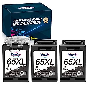 Paeolos Remanufactured 65XL Black Ink Cartridge Combo Pack Replacement for HP 65XL 65 XL for Envy 5052 5055 5058 5010 5012 5014 DeskJet 3755 3758 2655 2652 3730 3752 2635 Printers, 3 Black