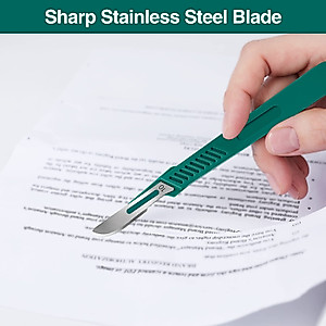 10 PCS Scalpel Blades with #10 Scalpels Surgical Blades,Disposable Blades with Protective Cover,Laboratory Blade-Lab Knives- Carving Blades with Handle-Art Blades Practicing Cutting-Crafts & More