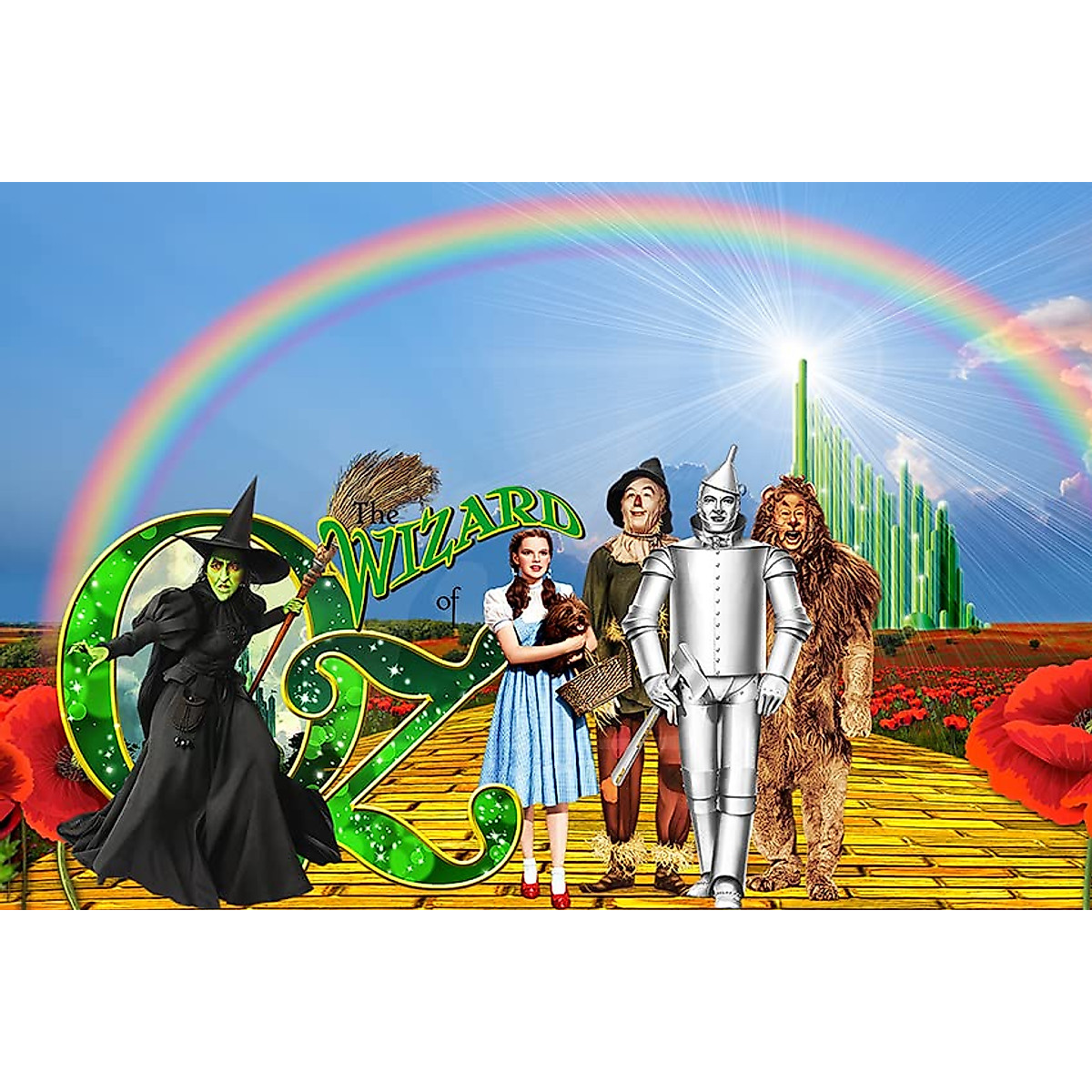 WANNHSZF Green Castle Gold Road Backdrop for Party Decorations, Retro Movie Photo Backgrounds, The Wizard of OZ Theme Baby Shower Banner , Booth Studio Props Birthday Cake Table Decoration, 5x3ft