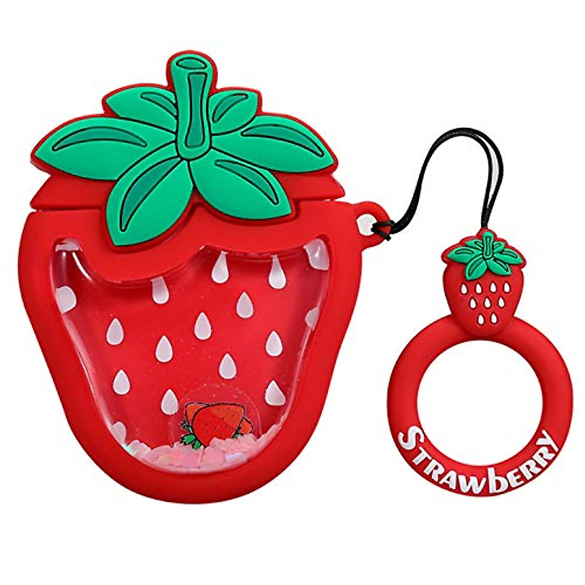 Hairland for Airpod 2/1 Silicone Case, Soft Protective Cartoon Fashion Cute Design Air Pods Cover Skin Kids Girls Funny Headphone Accessories Charging Cases for AirPods (Quicksand Strawberry+Milk Tea)