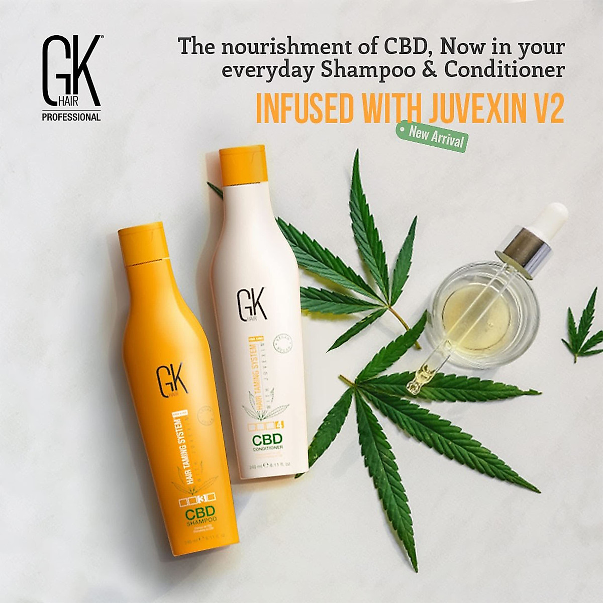 GK HAIR Global Keratin Hemp Shampoo and Conditioner Sets (8.11 Fl Oz/240ml) Hydrating Strengthening Damaged Repair Provides Nourishing & Shine Infused with Natural Organic Vegan Sulfate Paraben Free