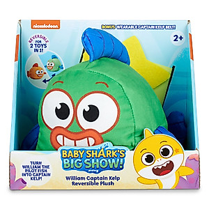 WowWee Baby Shark's Big Show! Reversible William Plush Flips Into Captain Kelp – Stuffed Animal Fish – Cute Plushies for Kids