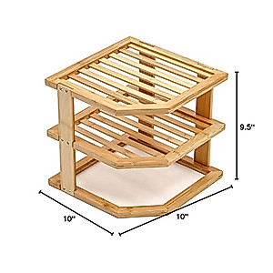 Trademark Innovations Bamboo Kitchen Counter Corner Shelf 3 Tier Plate Rack