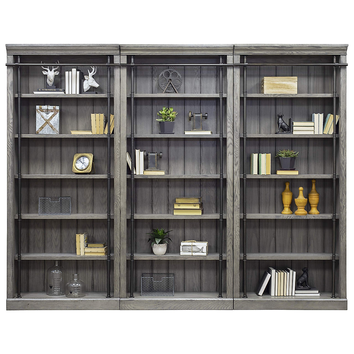 Martin Furniture Avondale 3 Bookcase Wall Gray