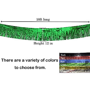 iiCheerful 4 Pack Green Total 40 Feet Foil Fringe Garland Metallic Tinsel Banner Wall Hanging Drapes Parade Float Skirting Decorations for Trailer Mardi Gras Party Birthday Wedding Baby Shower (Green)