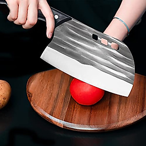 TJ POP Meat Cleaver 6.6 inches, Ultra Sharp Chinese Cleaver Knife, Full-tang Chopping Knife 30Cr13 Steel Blade Thickness 2.2 mm, Classic Manual Forging Series HP01008