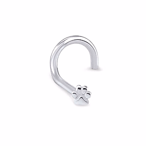 316L Surgical Steel Left Nostril Screw Nose Stud Ring Paw Print 20G
