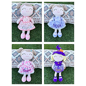 Gloveleya Personalized Doll with Your Name - Cute Gray Cat Custom Soft Plush Doll for Girls Plush Doll Customized Gifts - Muñecas de Trapo Personalizadas para Niñas