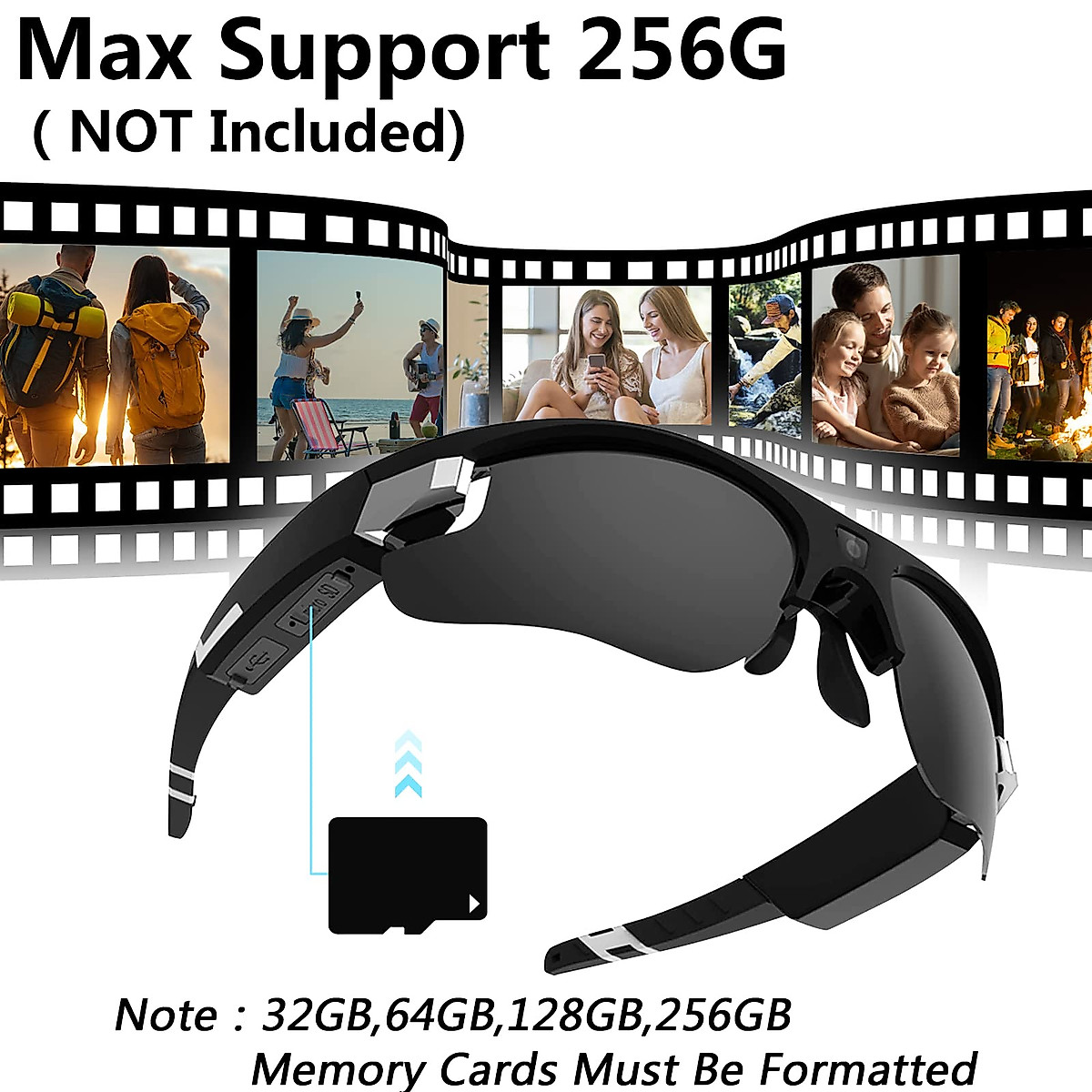 ZTCOLIFE Camera Sunglasses, 1080P Outdoor Sports Smart Glasses with High-Definition Lenses, Film Hands Free for Taking Photo, Hunting, Cycling, Running, Driving, Travel