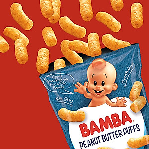 Osem Bamba Peanut Snacks for the Whole Family - All Natural Peanut Puffs 2 Family Packs (Pack of 16 x 0.7oz Bags) - Peanut Butter Puffs made with 50% peanuts