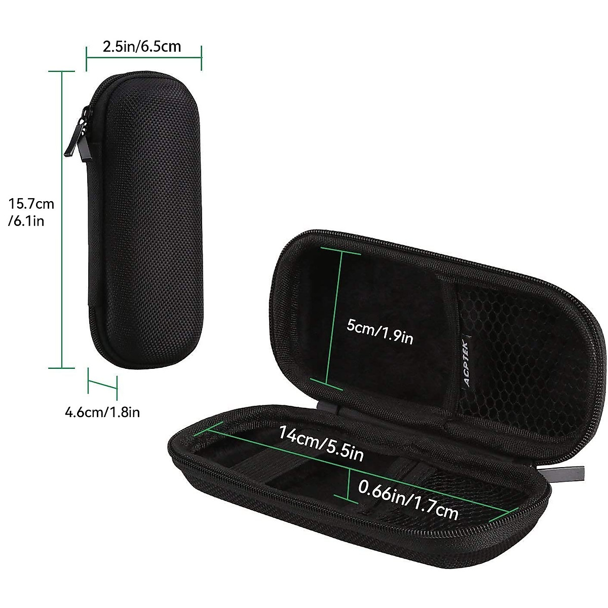 AGPTEK Carrying Case, EVA Zipper Carrying Hard Case Cover for Digital Voice Recorders, MP3 Players, Storage Holder for 3D Printing Pen, USB Cable, Earphones, Memory Cards, U Disk, Black