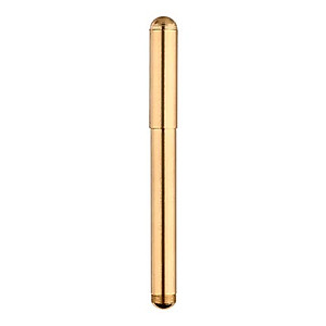 Lanxivi Brass Fountain Pen EF Bent Nib 0.7mm,Travel Pocket Fude Pen, Unique Style Bullet Shape with Metal Box