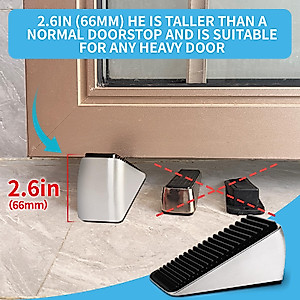 AIMAXINKE Strongest Large Door Stopper - Heavy Duty Tall Door Stop Wedge Door Stoppers for Bottom of Door, Tall up to 2.6 In Doorstop Zinc Alloy and Silicone Made Suits Any Heavy Door Any Smooth Floor