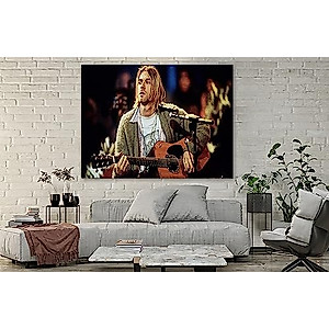 SpiritualHands Kurt Cobain Canvas Wall Art - Posters, Prints, and Decorations for Nirvana Fans - Unique Memorabilia and Gifts (18 KURT COBAIN LOOKING FAR, 15" x 22" - Ready to Hang)