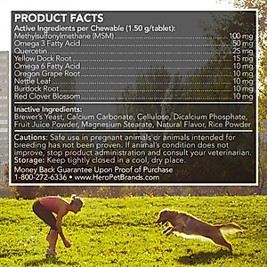 Vet's Best Healthy Coat Shed & Itch Relief Dog Supplements | Relieve Dogs Skin Irritation and Shedding Due to Seasonal Allergies or Dermatitis | 50 Chewable Tablets