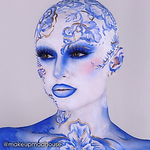 Mehron Makeup StarBlend Cake Makeup | Wet/Dry Pressed Powder Face Makeup | Powder Foundation | Blue Face Paint & Body Paint 2 oz (56g)