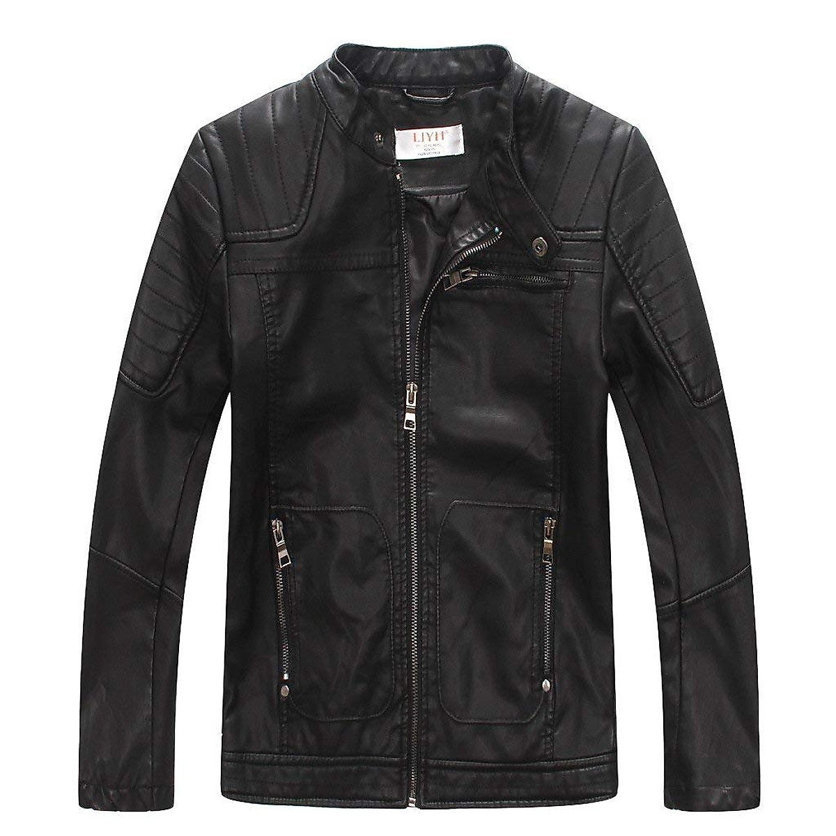 LJYH Boys' Faux Soft Leather Jackets Children Biker Outerwear Coats Black 5/6yrs