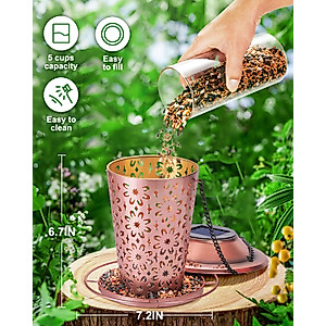 Bird Feeders for Outdoors Hanging Solar Bird Feeder Garden Lantern for Outside Patio Decoration Gift for Wild Bird Lovers Metal Easy to Clean and Fill
