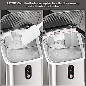 Electactic Nugget Ice Maker Countertop, Pebble Ice Maker with Chewable Ice, 34lbs/Day, One-Click Operation, Self-Cleaning Countertop Ice Machine, Pellet Ice Maker for Home/Kitchen/Office(Silver)