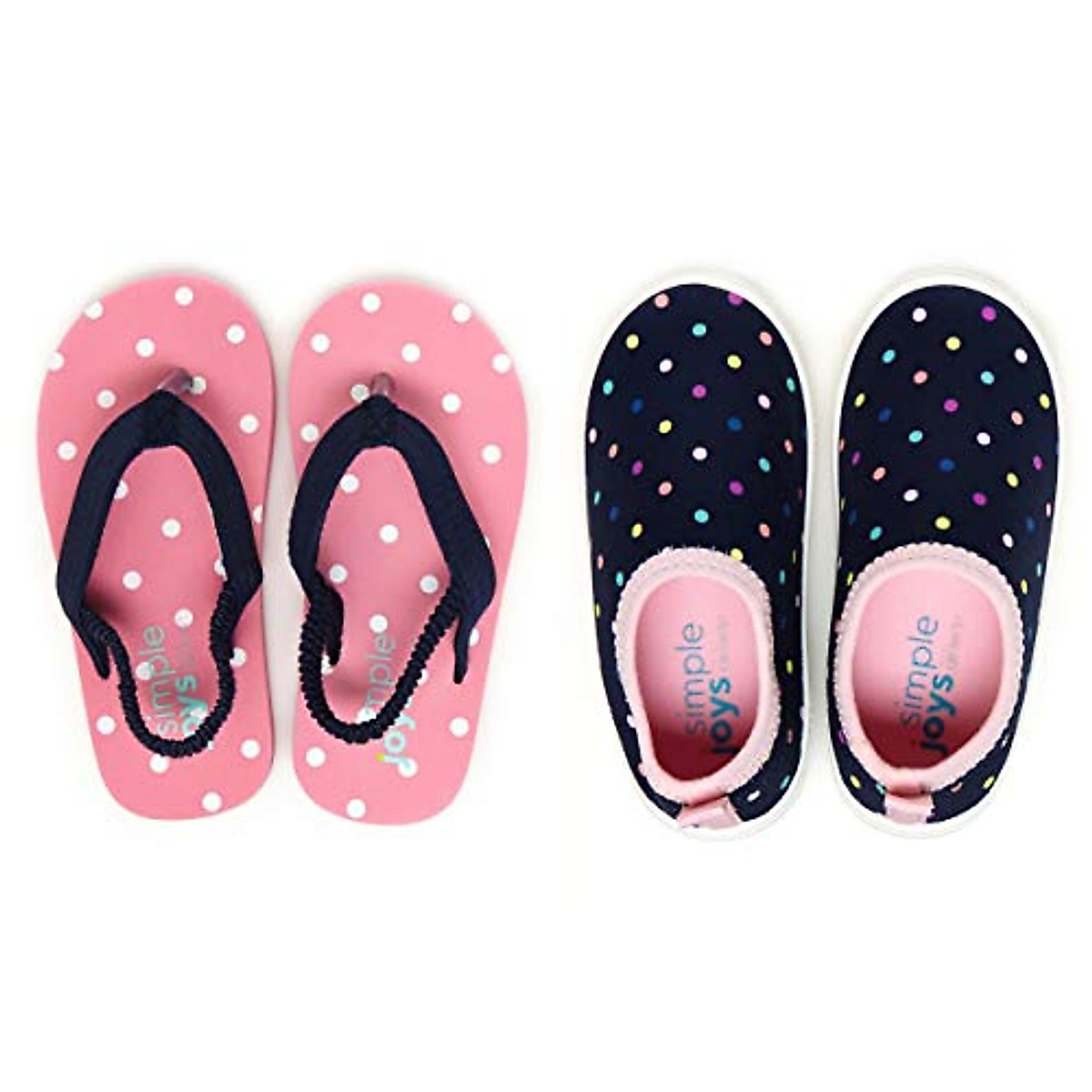 Simple Joys by Carter's Girls Kimmie Kaia Aqua Set Sandal, Navy/Pink Dots, 7 Toddler