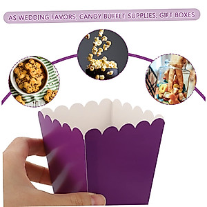 GRIRIW 50pcs Boxes Popcorn Box Kraft Paper Container Popcorn Cups Cardboard Candy Container Snack Containers Snack Candy Popcorn Buckets for Theater Snack Bag Purple 250g White Cardboard