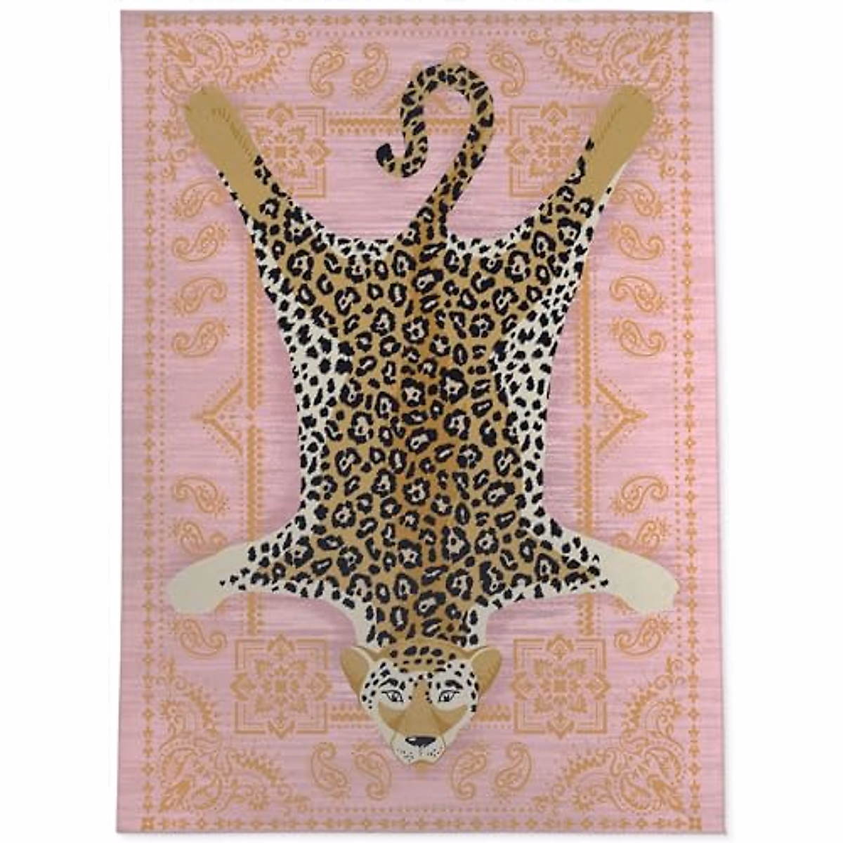 Vintage Boho Style Cheetah Print Area Rug 2x3 Red Leopard Wool Rug for Living Dining Room Bedroom Washable Anti Slip Stain Shedding Foldable Low Pile Soft Carpet