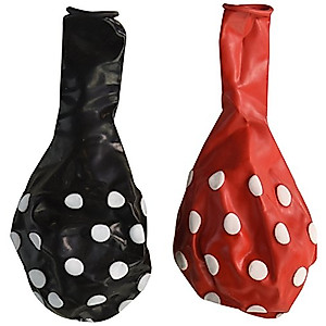 Red and Black with White Polka Dots Latex Balloons 24 Count
