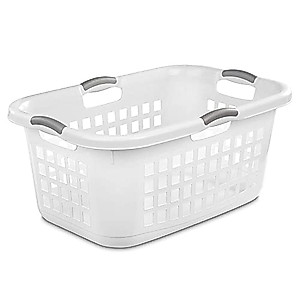 Sterilite Ultra 2 Bushel Plastic Stackable Laundry Clothes Basket Bin with 4 Comfortable Grip Handles and Airflow Holes, White (24 Pack)