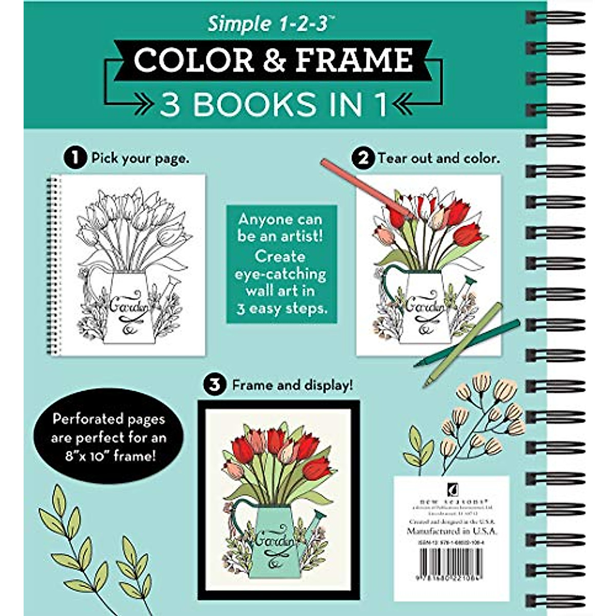 Color & Frame - 3 Books in 1 - Nature, Country, Patchwork (Adult Coloring Book)