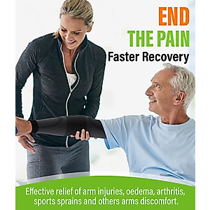 TOFLY Compression Arm Sleeves Elbow Braces for Men & Women (1 Pair), 20-30 mmHg Graduated Compression Arm Braces Support for Tennis Elbow, Tendonitis, Lymphedema, Arthritis, Edema, Workouts, Black L