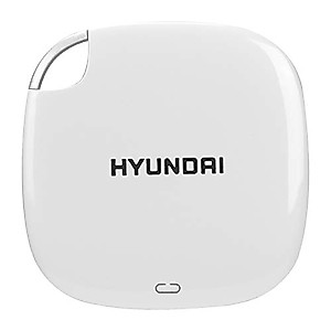 Hyundai 512GB Ultra Portable Data Storage Fast External SSD Pearl White, PC/MAC/Mobile- USB-C/USB-A, Dual Cable Included HTESD500PW