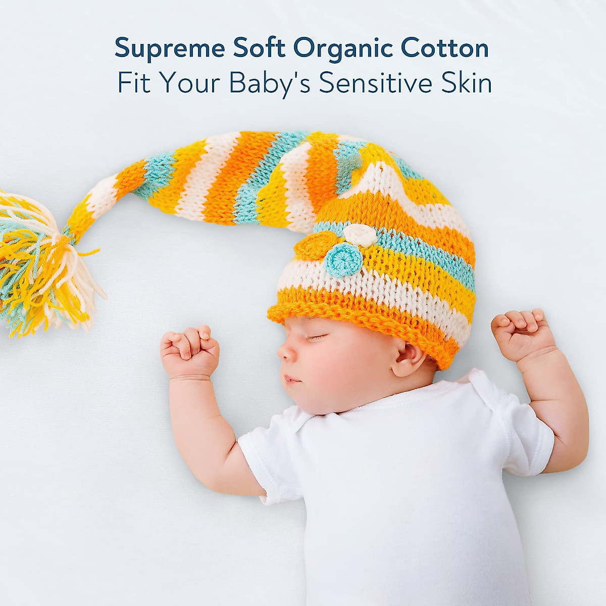 Baby Fitted Bassinet Sheets, 100% Jersey Cotton Bassinet Sheets (Grey+White), 20" x 28"